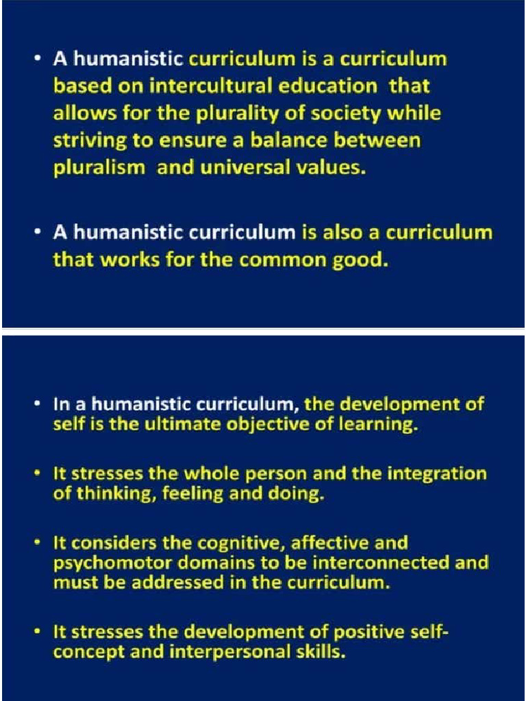 Humanistic Approach of Curriculum | PDF