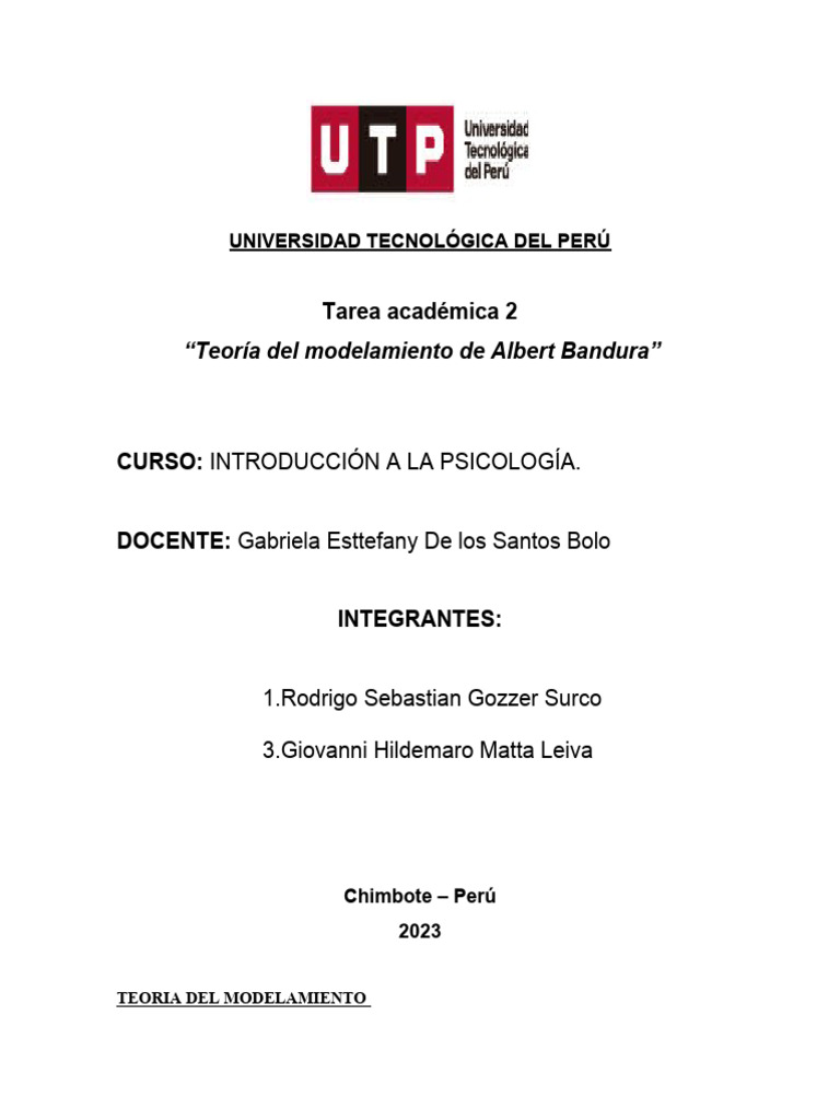 Teoría del Modelamiento de Bandura | PDF | Aprendizaje | Comportamiento