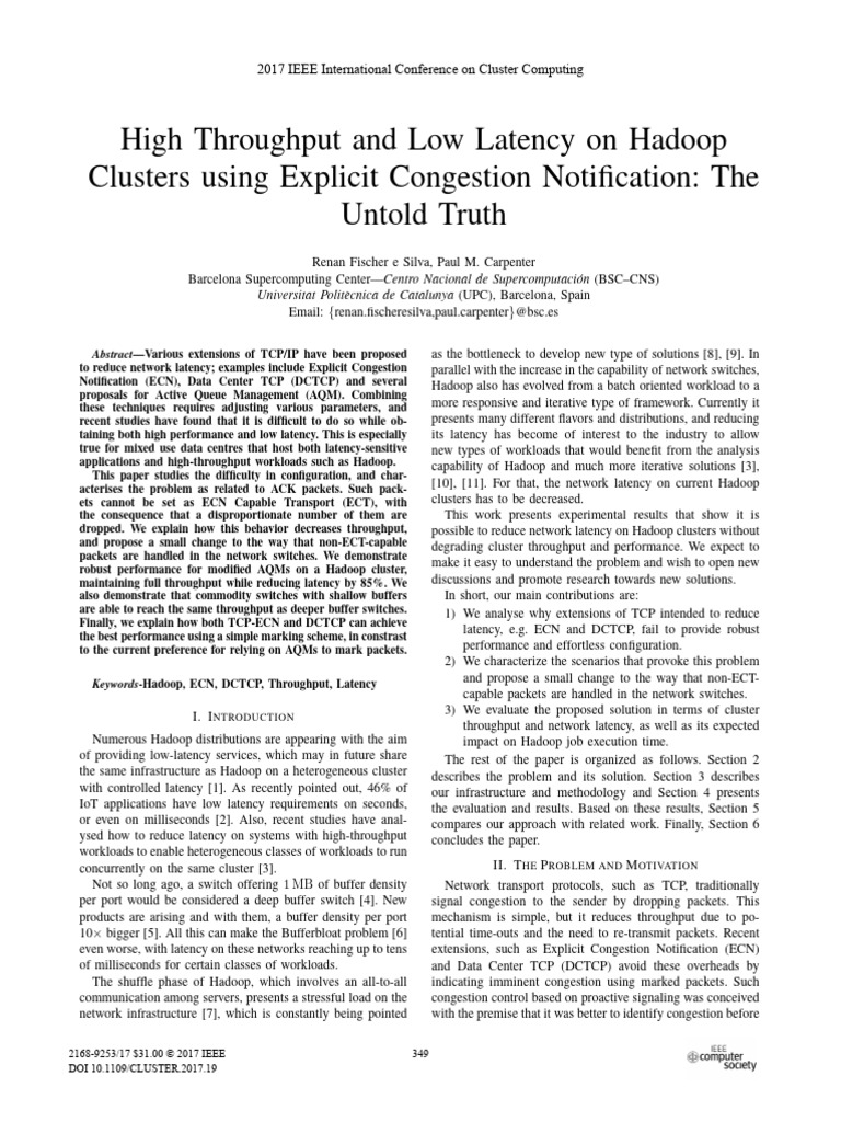 High Throughput and Low Latency On Hadoop Clusters Using Explicit ... High Throughput and Low Latency On Hadoop Clusters Using Explicit ...