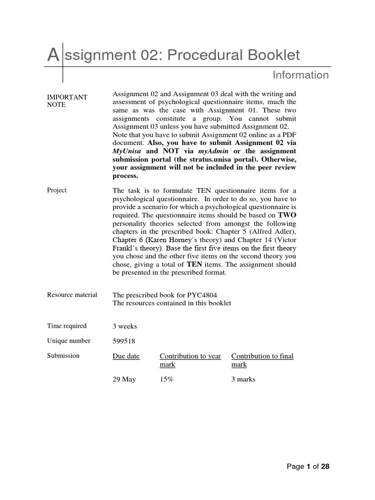 Assignment 02 Procedural Booklet | PDF | Theory | Questionnaire