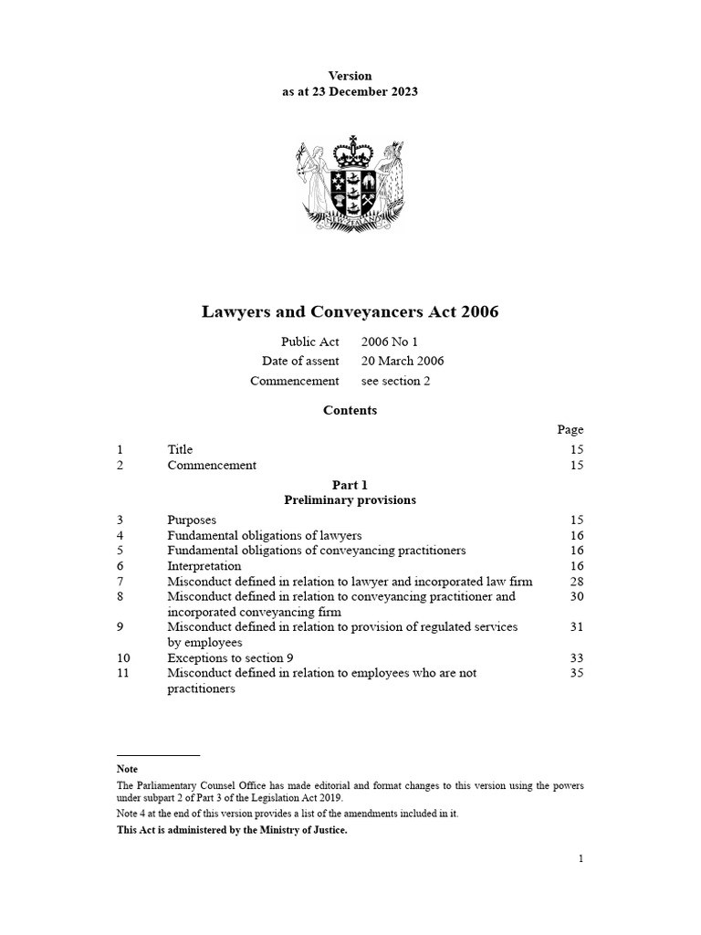 Lawyers and Conveyancers Act 2006 | PDF | Lawyer | Barrister