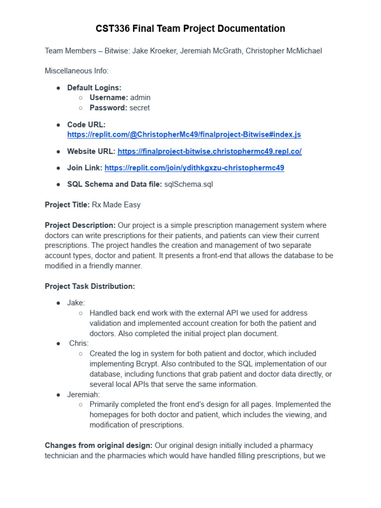 Bitwise Team Project Final Report 1 | PDF | Databases | Pharmacology