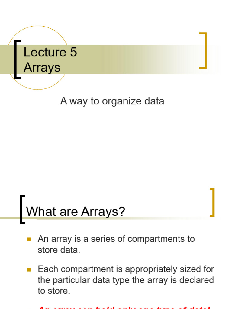 L05 - Arrays | PDF | Integer (Computer Science) | Data Type