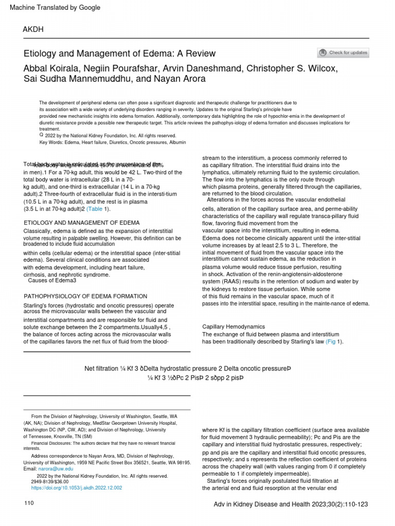 Etiology And Management Of Edema A Pdf Edema Heart Failure