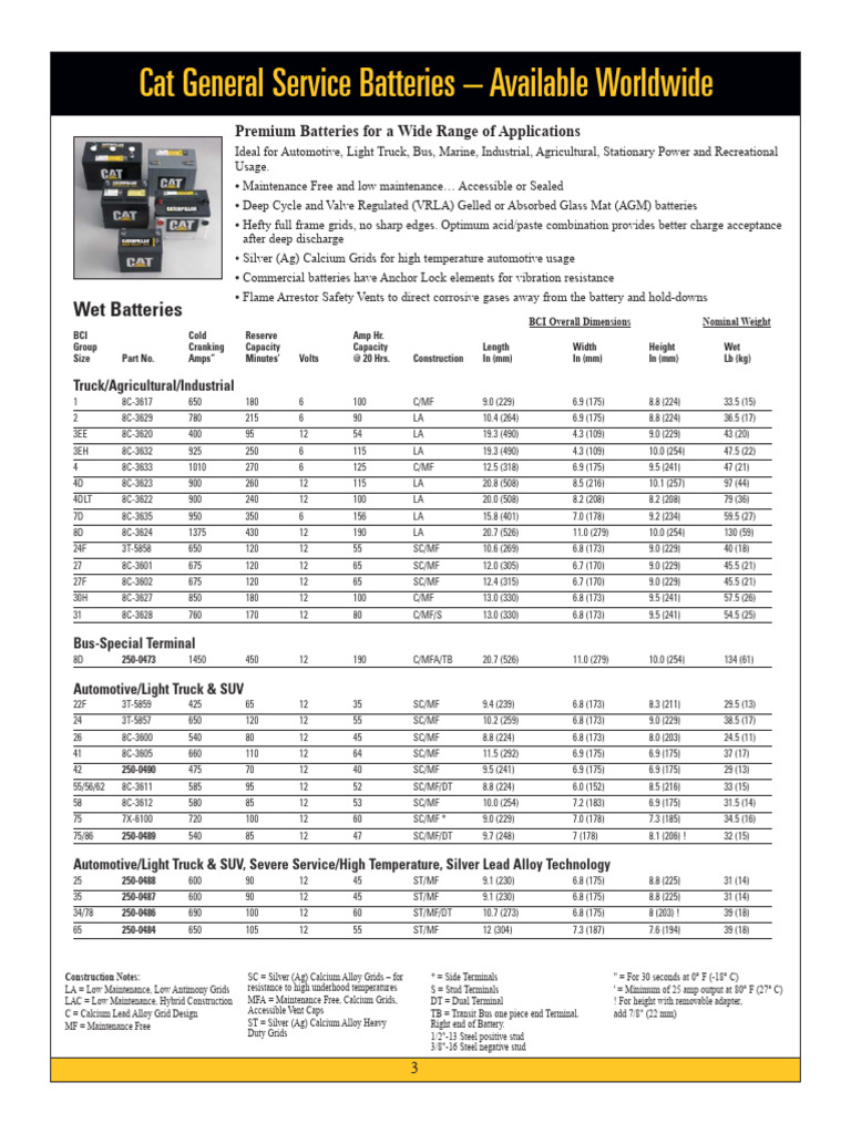 Global Cat General Service Batteries | PDF | Technology & Engineering