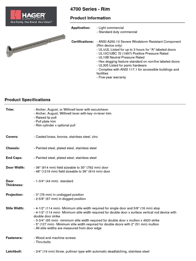 4700 Rim Hager | PDF | Door