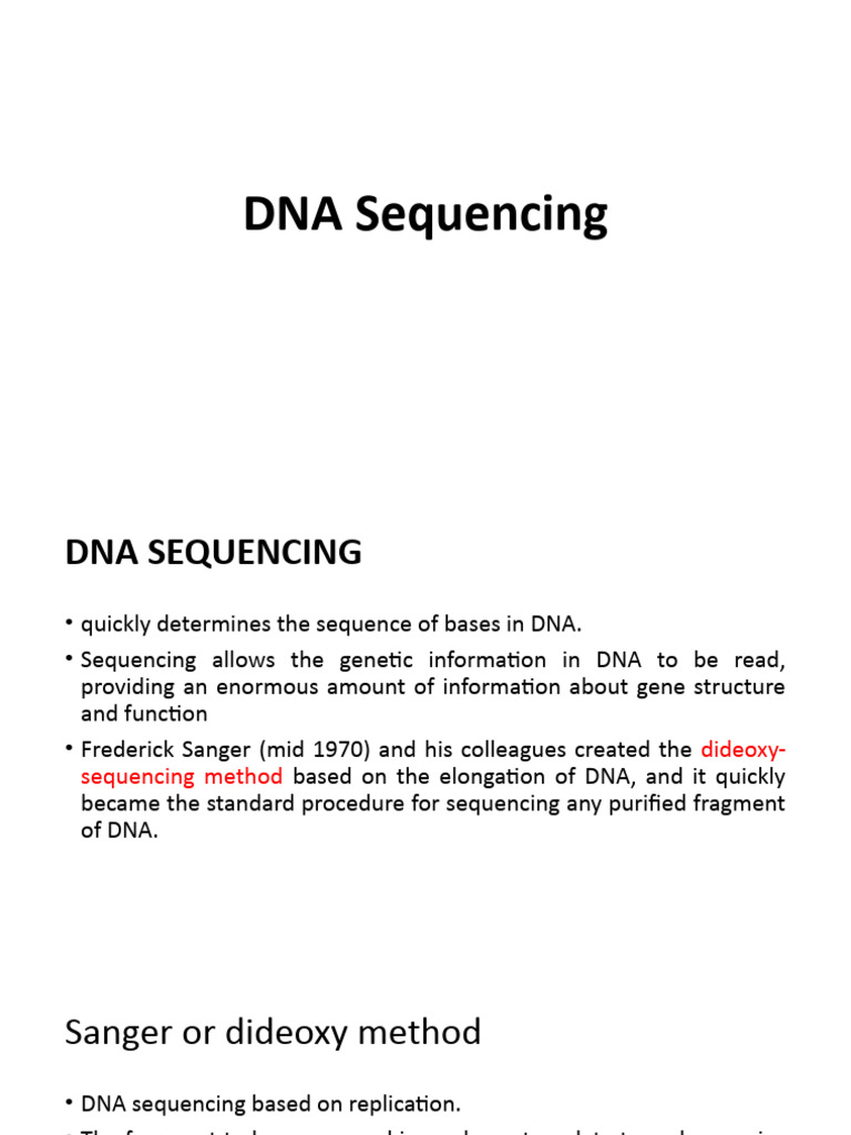 Lec DNA Sequencing | PDF