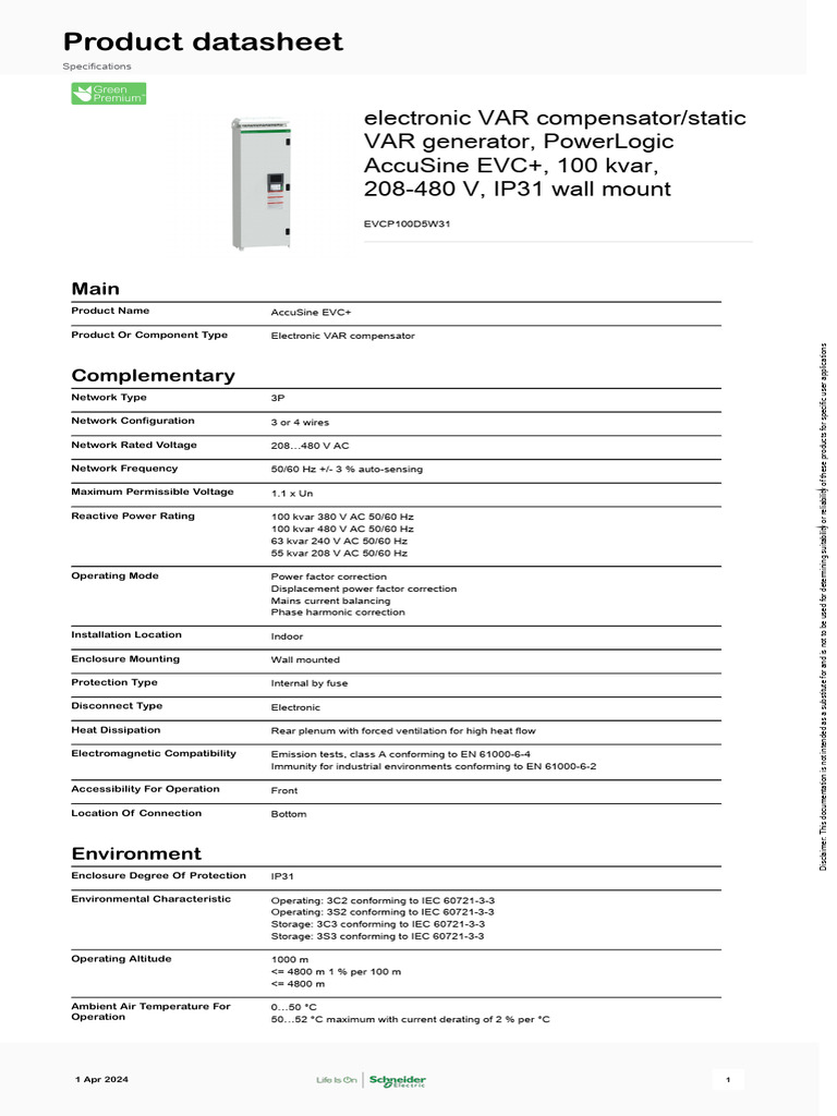 AccuSine EVC+ Specs & Sustainability | PDF | Alternating Current ...