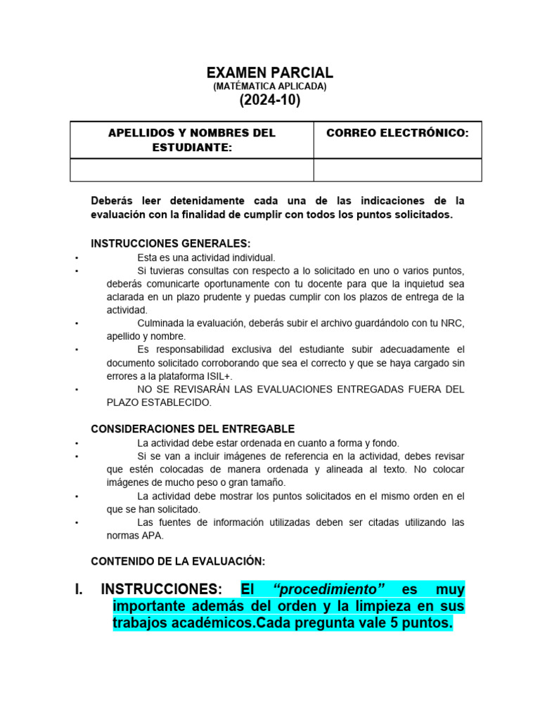 Examen Parcial - Isil | PDF