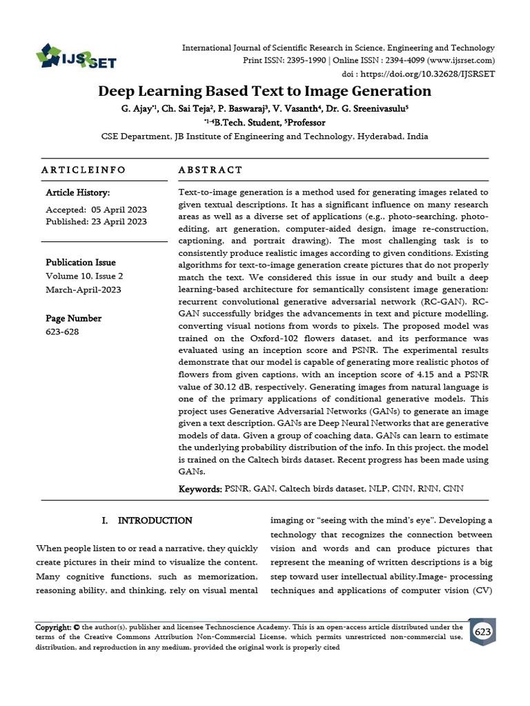 Deep Learning Based Text To Image Genera | Download Free PDF | Deep Learning | Artificial Neural ...