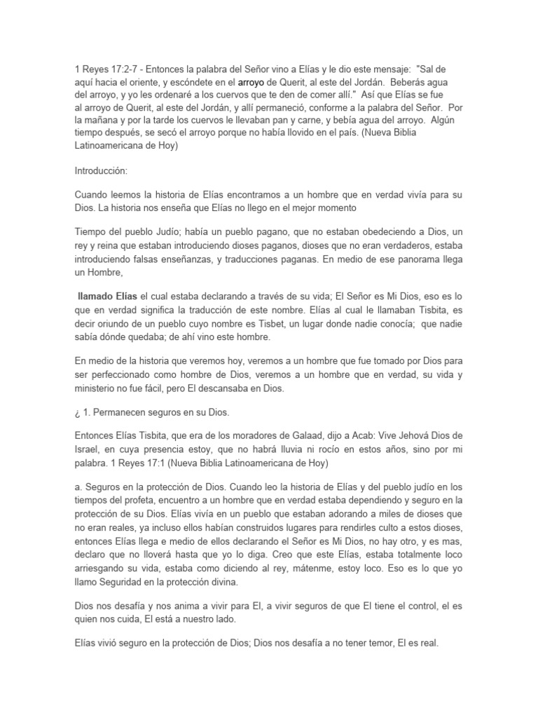 1 Reyes 17 Predica para Domingo | PDF | Elijah | Creencia religiosa y ...
