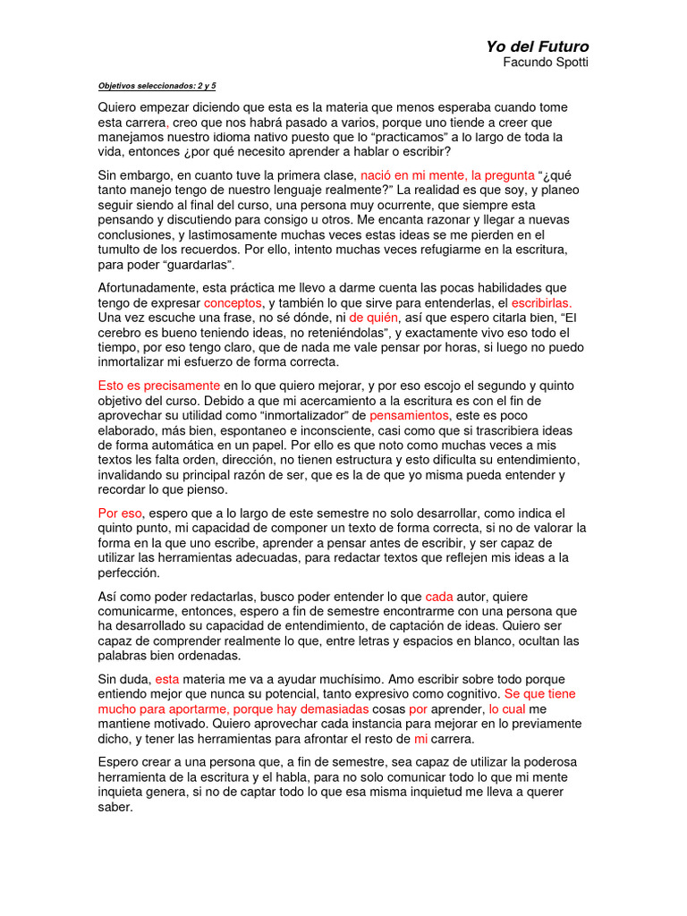 Carta A Mi Yo Del Futuro (Correccion) | Descargar gratis PDF ...