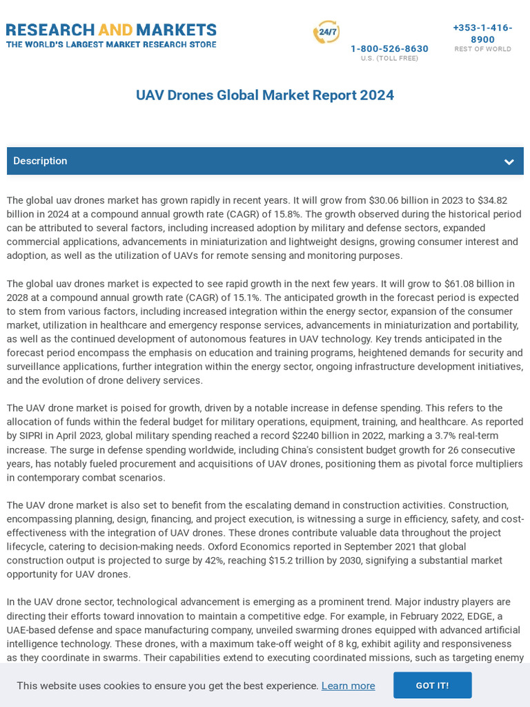 UAV Drones Global Market Report 2024 - Research and Markets | PDF ...