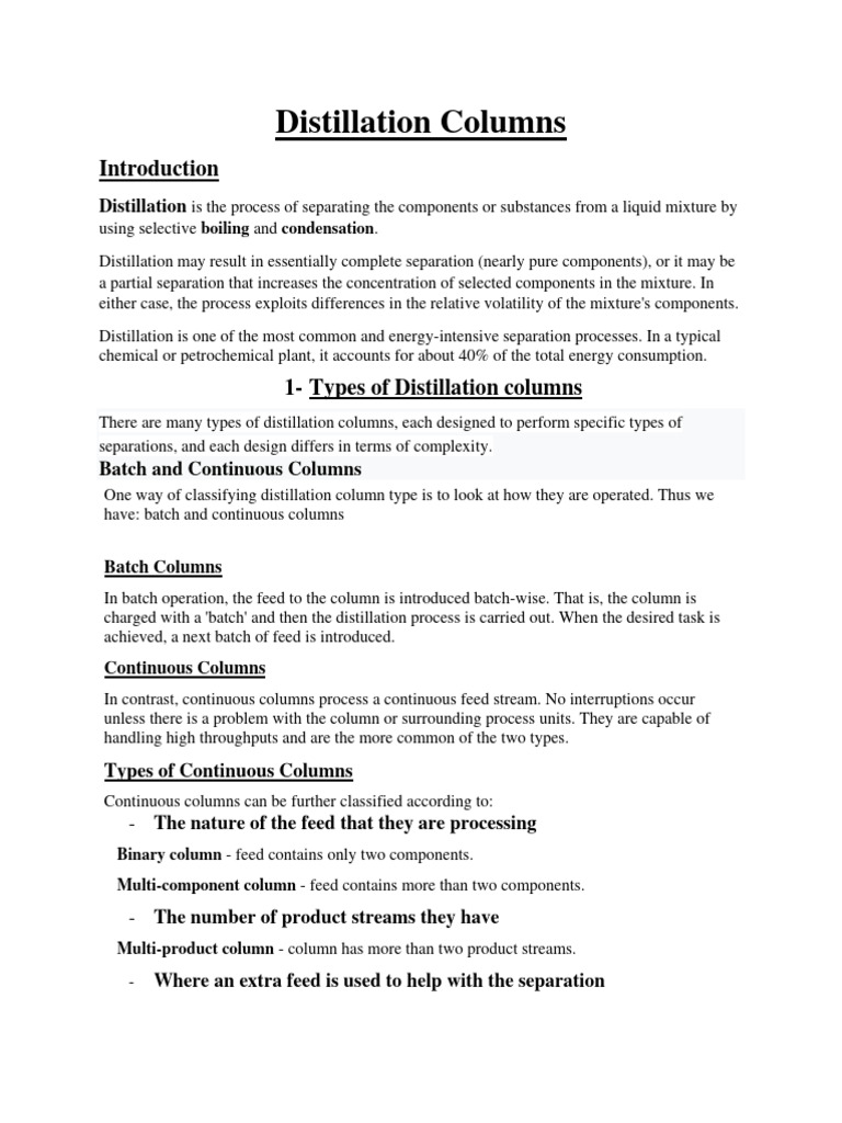 Lec (5) Distillation Column | PDF | Distillation | Process Engineering