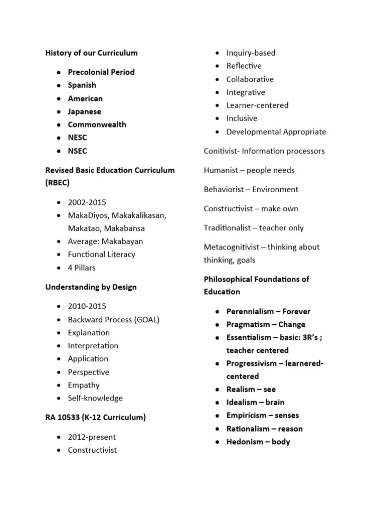 History of Our Curriculum | PDF | Curriculum | Constructivism (Philosophy Of Education)