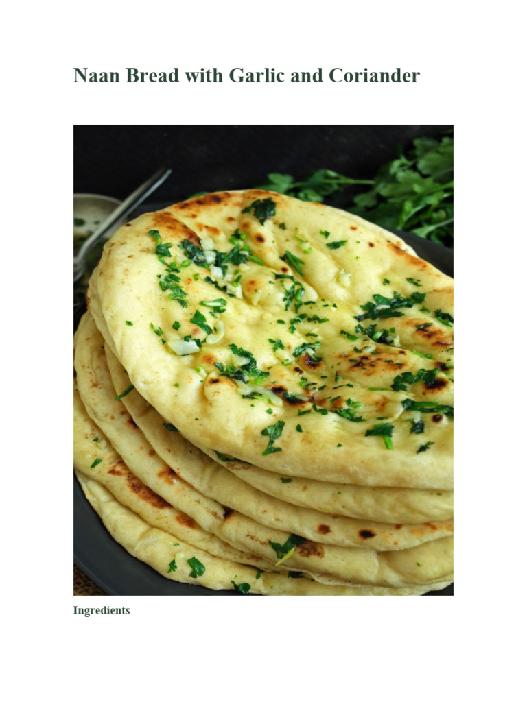 Naan Bread With Garlic and Coriander | PDF | Baker's Yeast | Dough