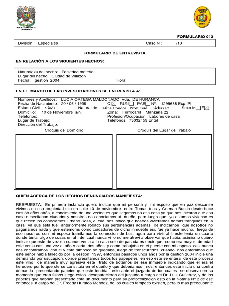 012 Acta de Entrevista | PDF