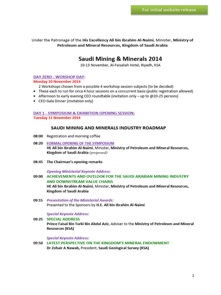 Saudi Mining & Minerals 2014 Event Overview | PDF | Saudi Arabia | Mining
