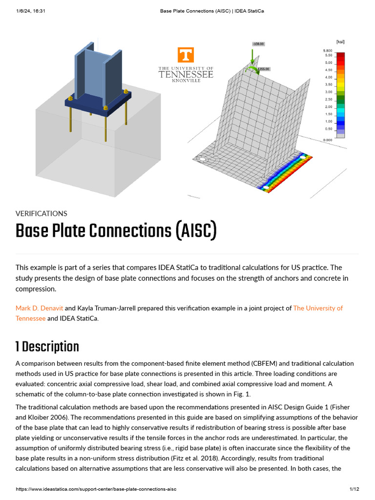 Base Plate Design: AISC vs. CBFEM | PDF | Strength Of Materials | Bending