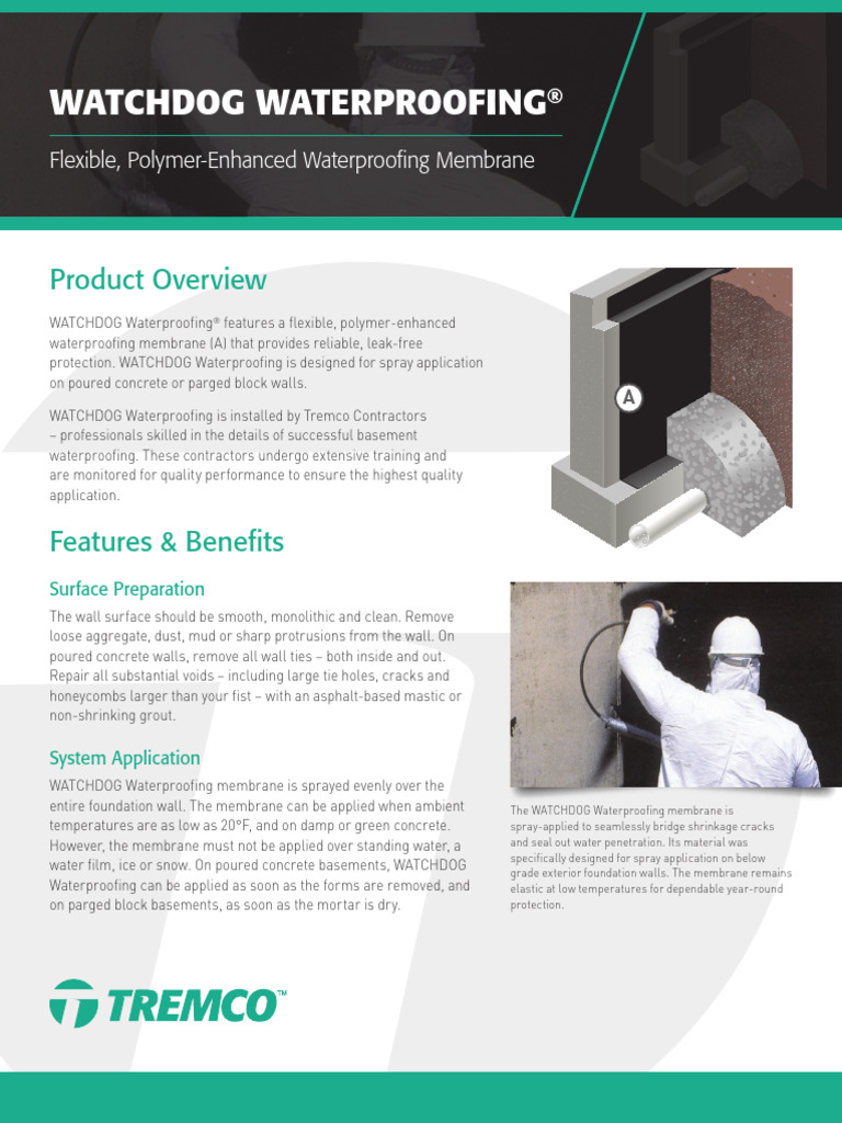 WATCHDOG Waterproofing Features and Benefits | PDF | Concrete | Basement