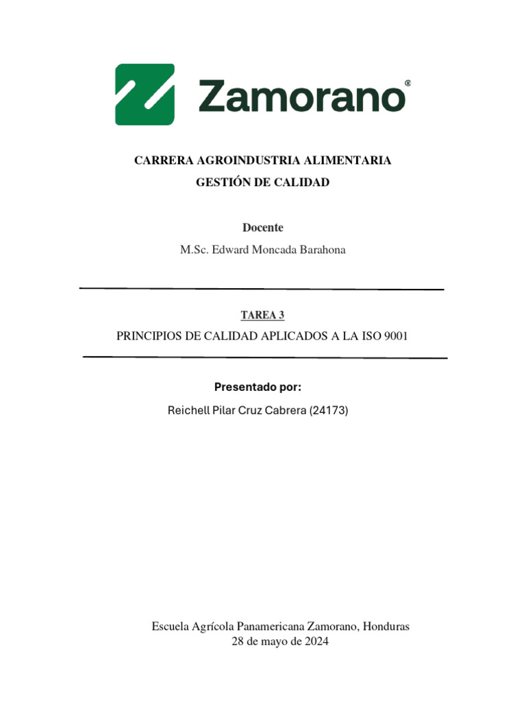Tarea 3, Gestión de Calidad, Reichell Cruz (24173) | PDF | Sistema de ...