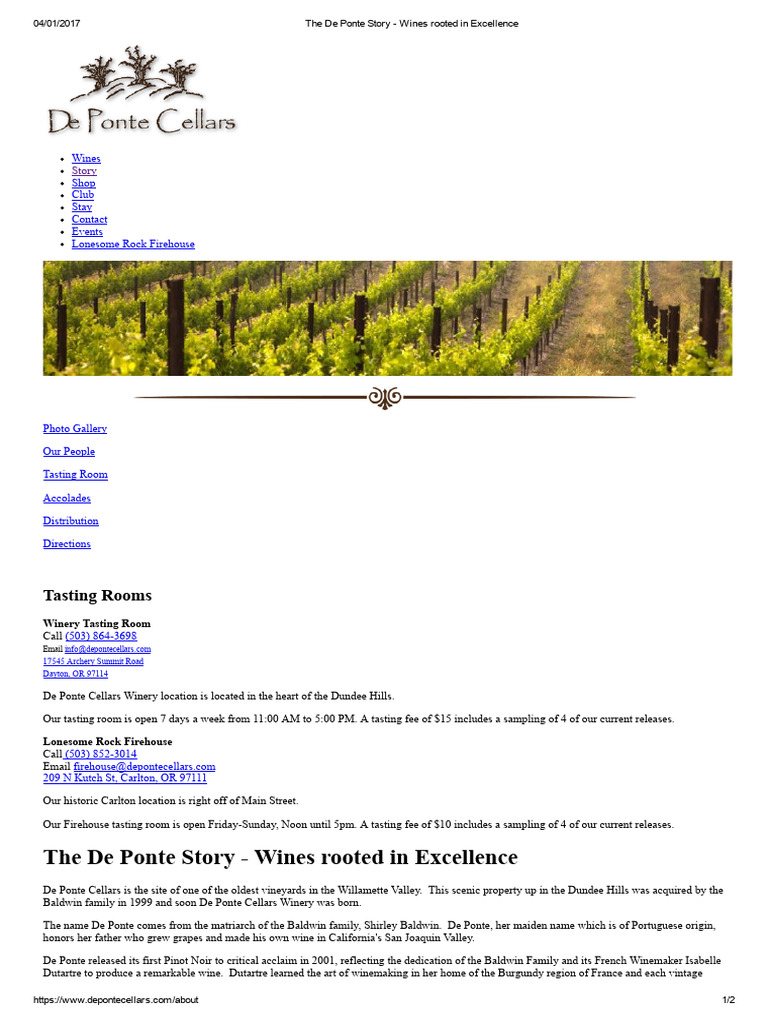 The de Ponte Story - Wines Rooted in Excellence | Download Free PDF | Alcoholic Drinks | Wine ...