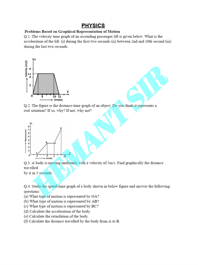 Motion - Graph Based Questions | PDF | Acceleration | Dynamics (Mechanics)