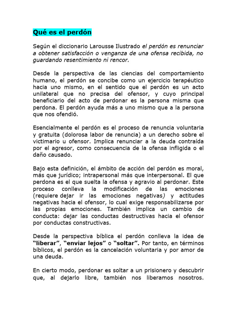 Qué Es El Perdón Post Pdf Perdón Las Emociones