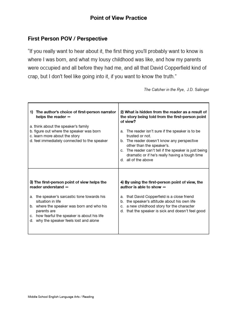 Point of View Practice 3 | PDF | Narration