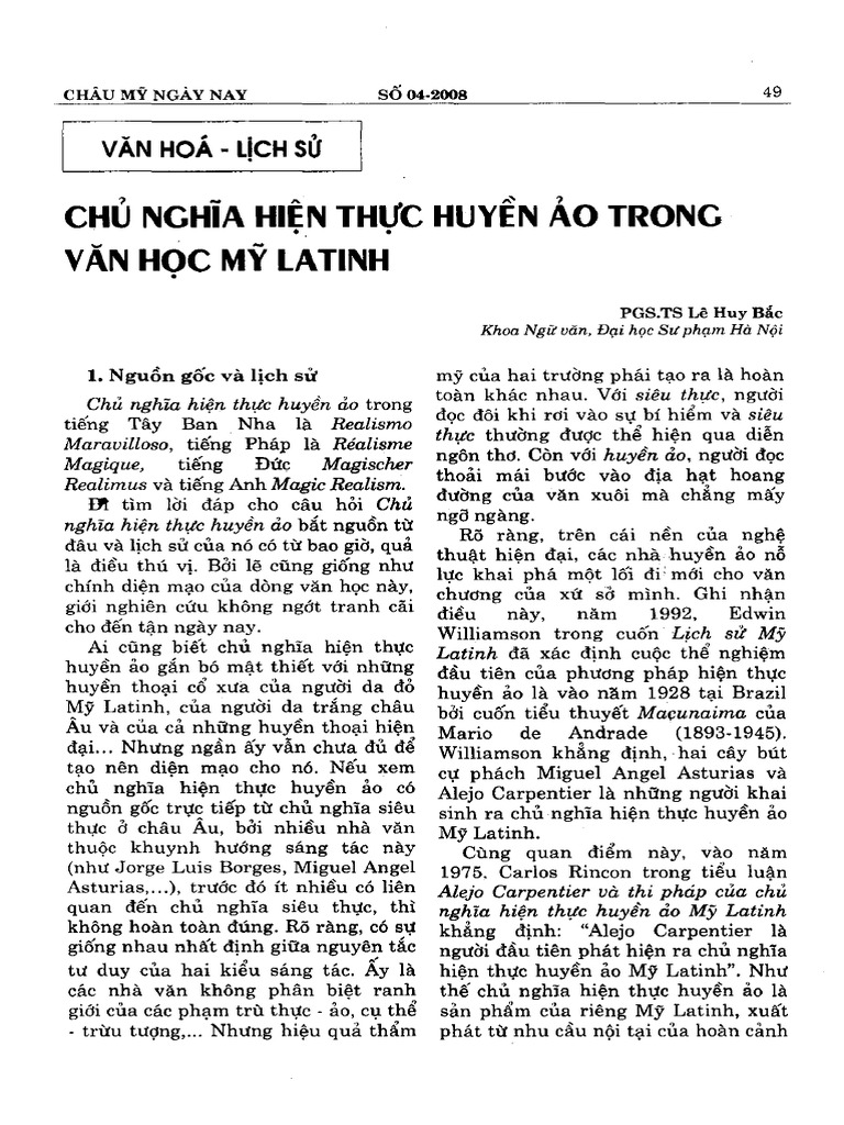 CN hiện thực huyền ảo trong VH Mỹ La tinh | PDF