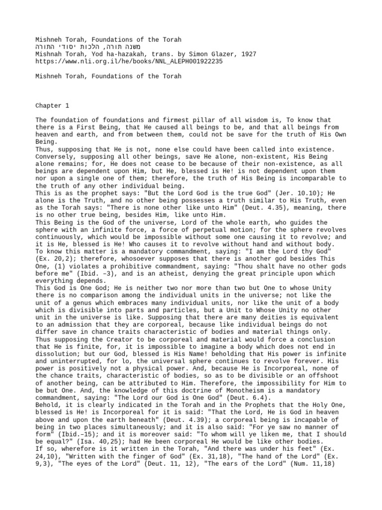 Mishneh Torah, Foundations of The Torah - en - Mishnah Torah, Yod Ha ...