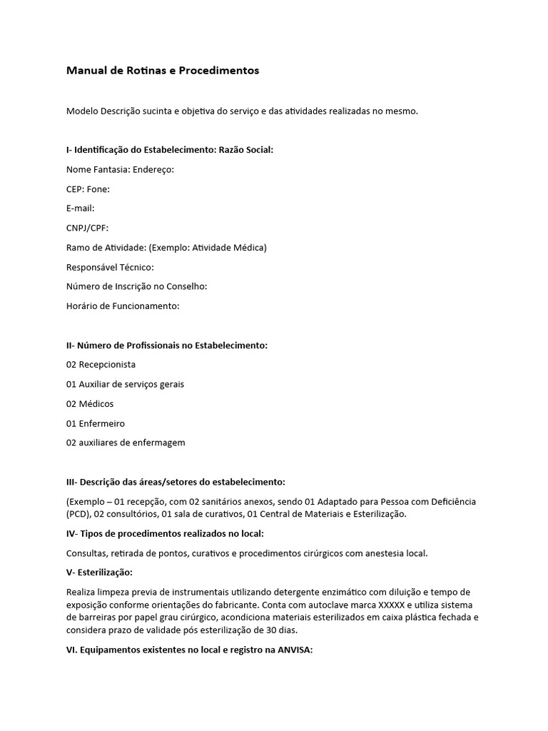 Modelo Manual de Rotinas e Procedimentos | PDF