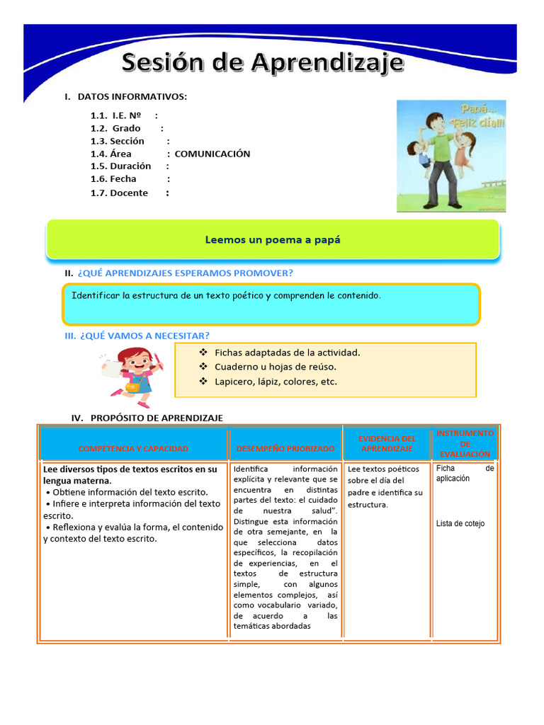 D3 A2 SESION Leemos Un Poema A Papá | PDF | Cognición D3 A2 SESION Leemos Un Poema A Papá | PDF | Cognición