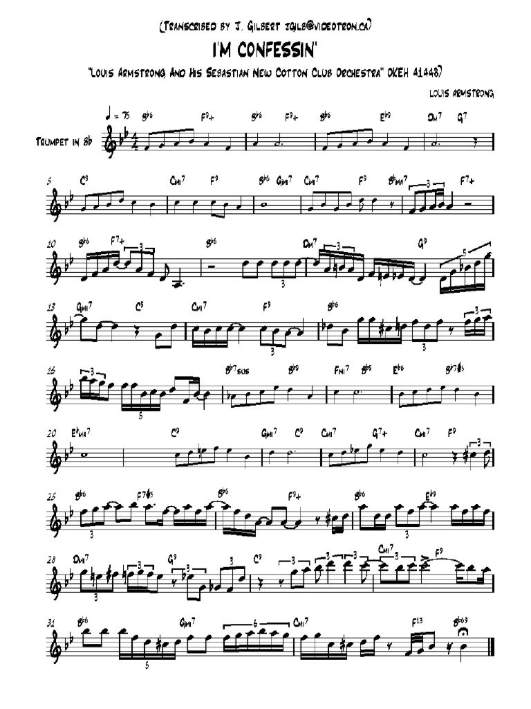 Satchmo Songs - J. Gilbert | PDF