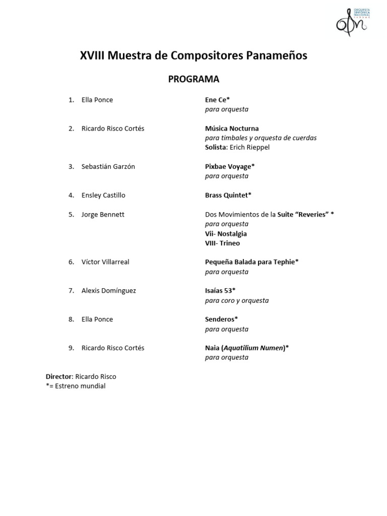 Compositores Panameños Destacados | PDF | Orquestas | Música de cámara