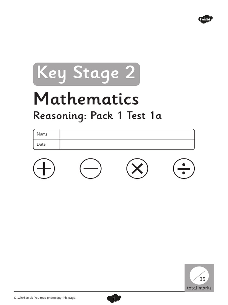 Key Stage 2 Maths Reasoning Test 1a | PDF | Mathematics | Elementary ...