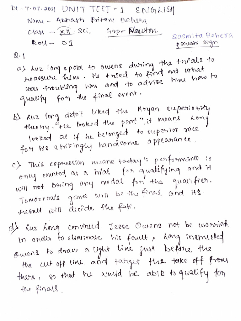 Abhash, English Answersheet | PDF