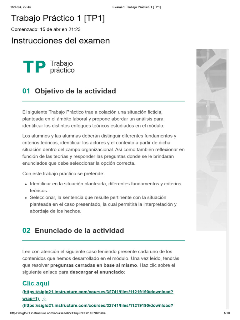 Examen - Trabajo Práctico 1 (TP1) - Mio 100% | PDF | Psicoanálisis | Mente inconsciente