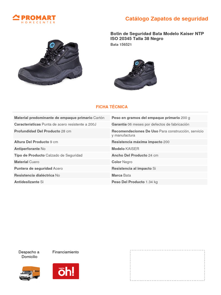 Ficha Técnica Botas de Seguridad | PDF
