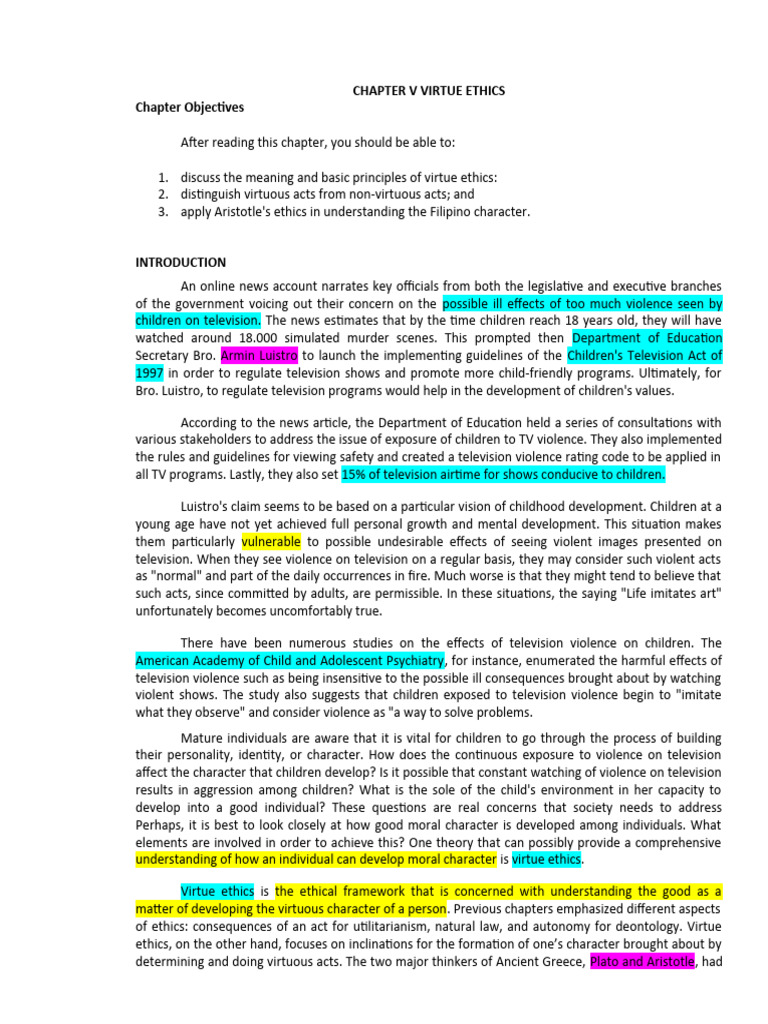 Chapter V Virtue Ethics | PDF | Virtue | Reason