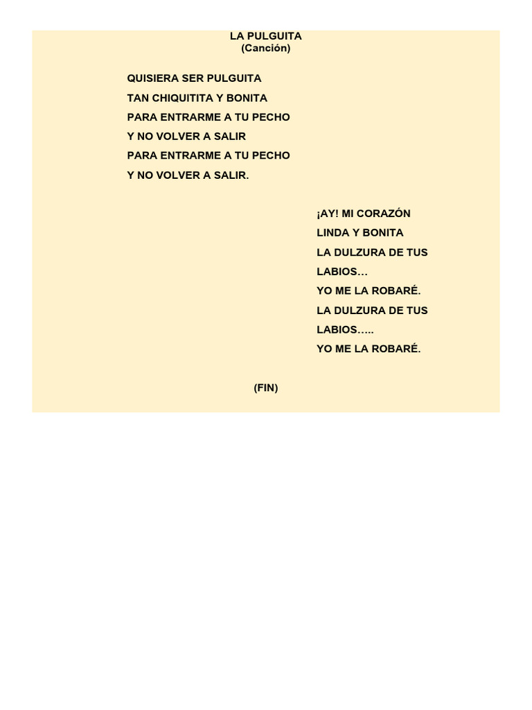 Letra de la canción "La Pulguita" | PDF