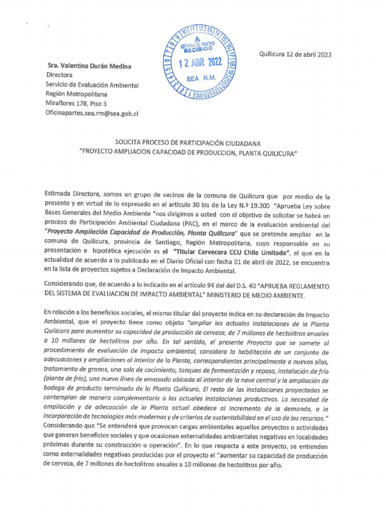 Documentación SEA RM Adjunta | PDF