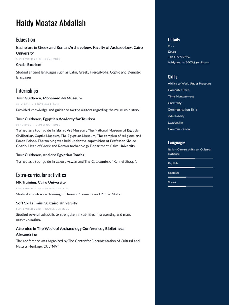 Haidy - Moataz - Abdallah - CV | PDF | Ancient Egypt | Cairo