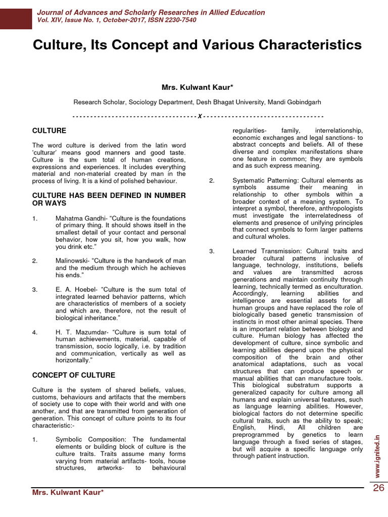 Characteristics of Culture Explained | PDF | Traditions | Behavior