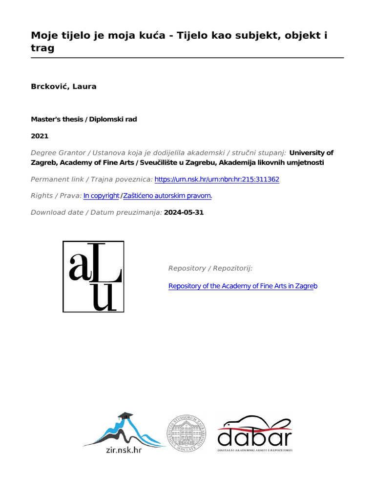 Laura Brckovic - Moje Tijelo Je Moja Kuca | PDF