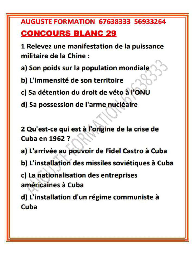 Concours Blanc 29 | PDF