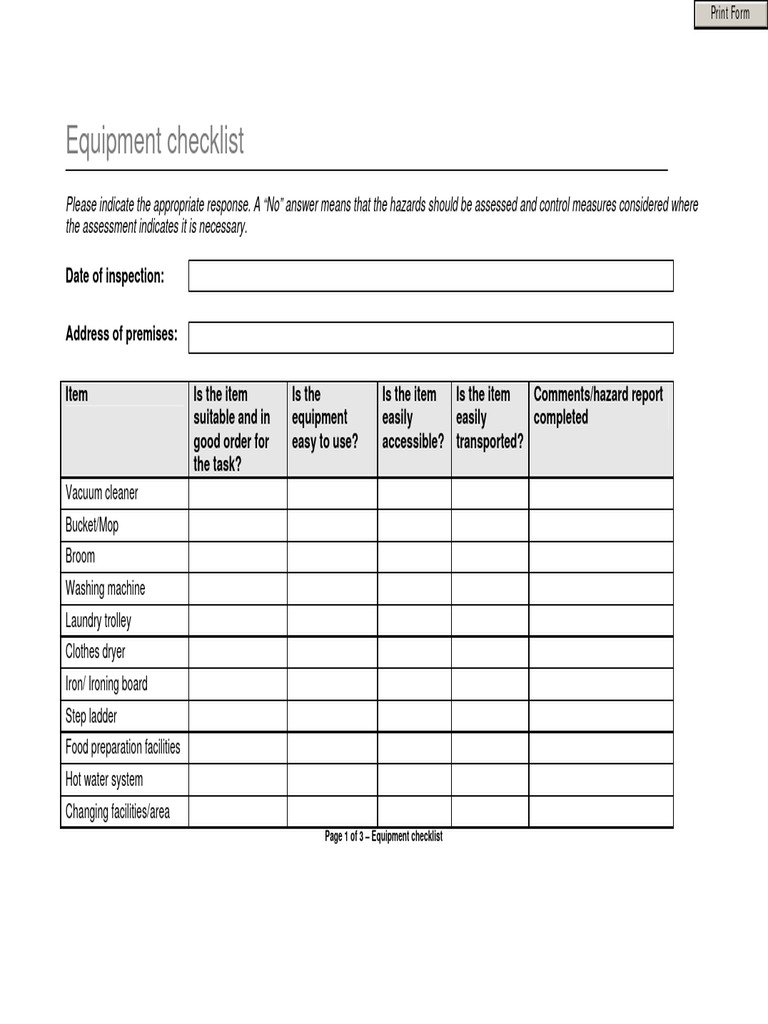 Community Equipment Checklist 2 | PDF | Wheelchair