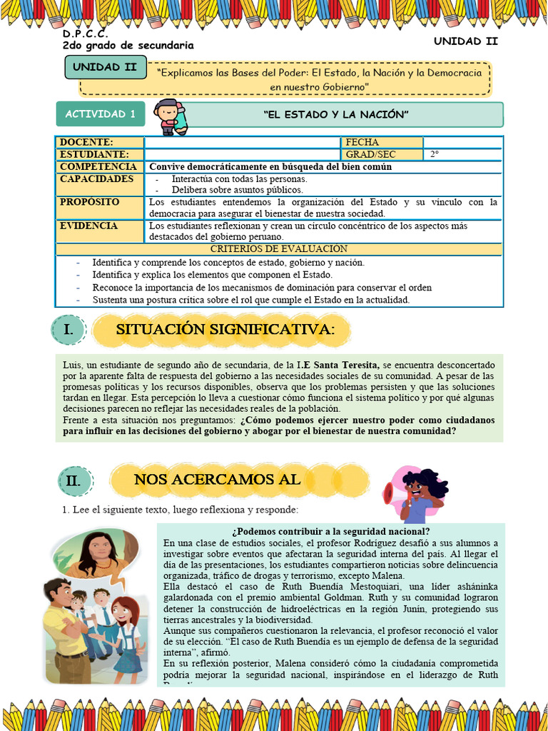 2° DPCC - Actv.01-Uni.2 2024 | PDF | Estado (política) | Institución