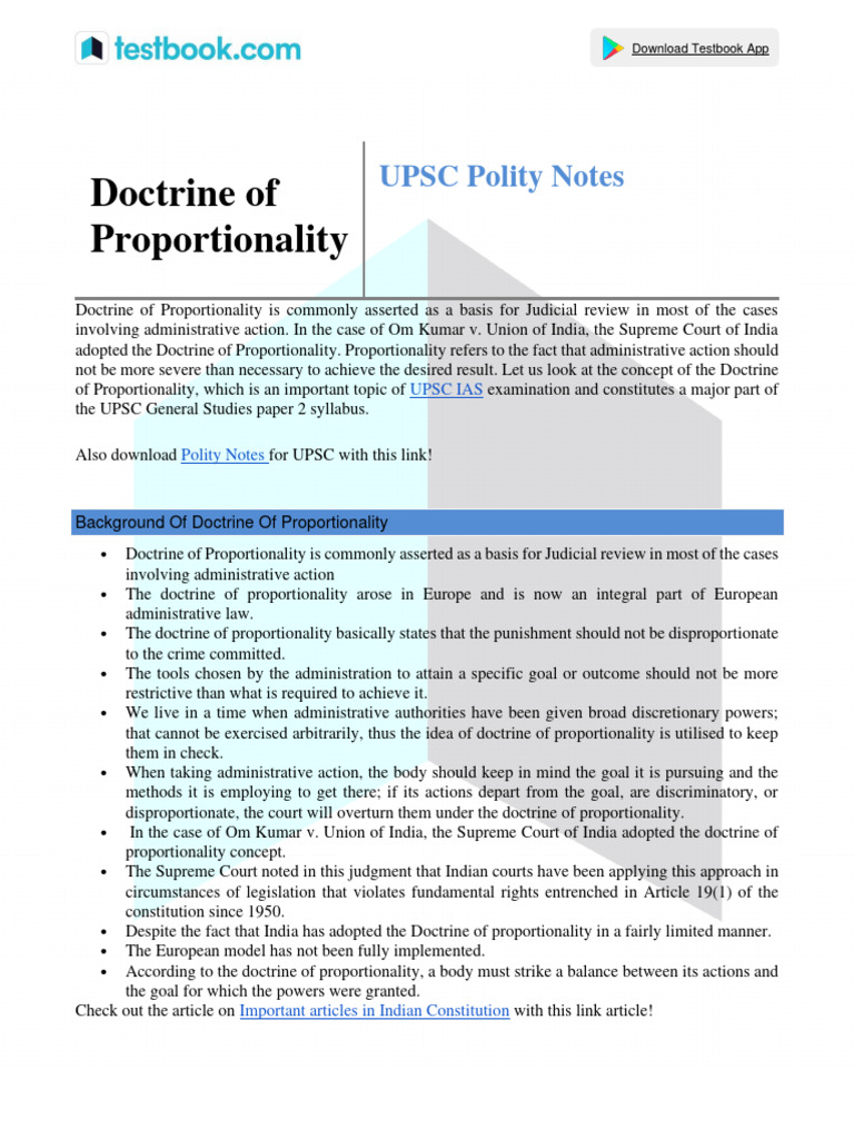 Understanding the Doctrine of Proportionality | PDF | Supreme Court Of ...