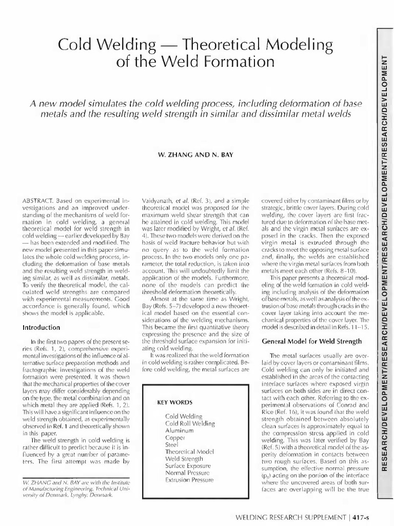 Cold Welding Theoretical Model | PDF | Fracture | Welding